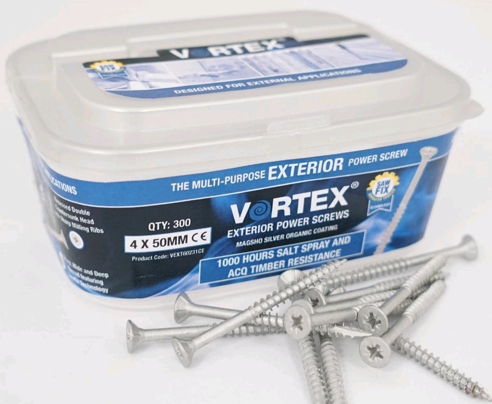 4mm Vortex Exterior Screw Galv 4mm x 30mm Tub 400No VEXT60227